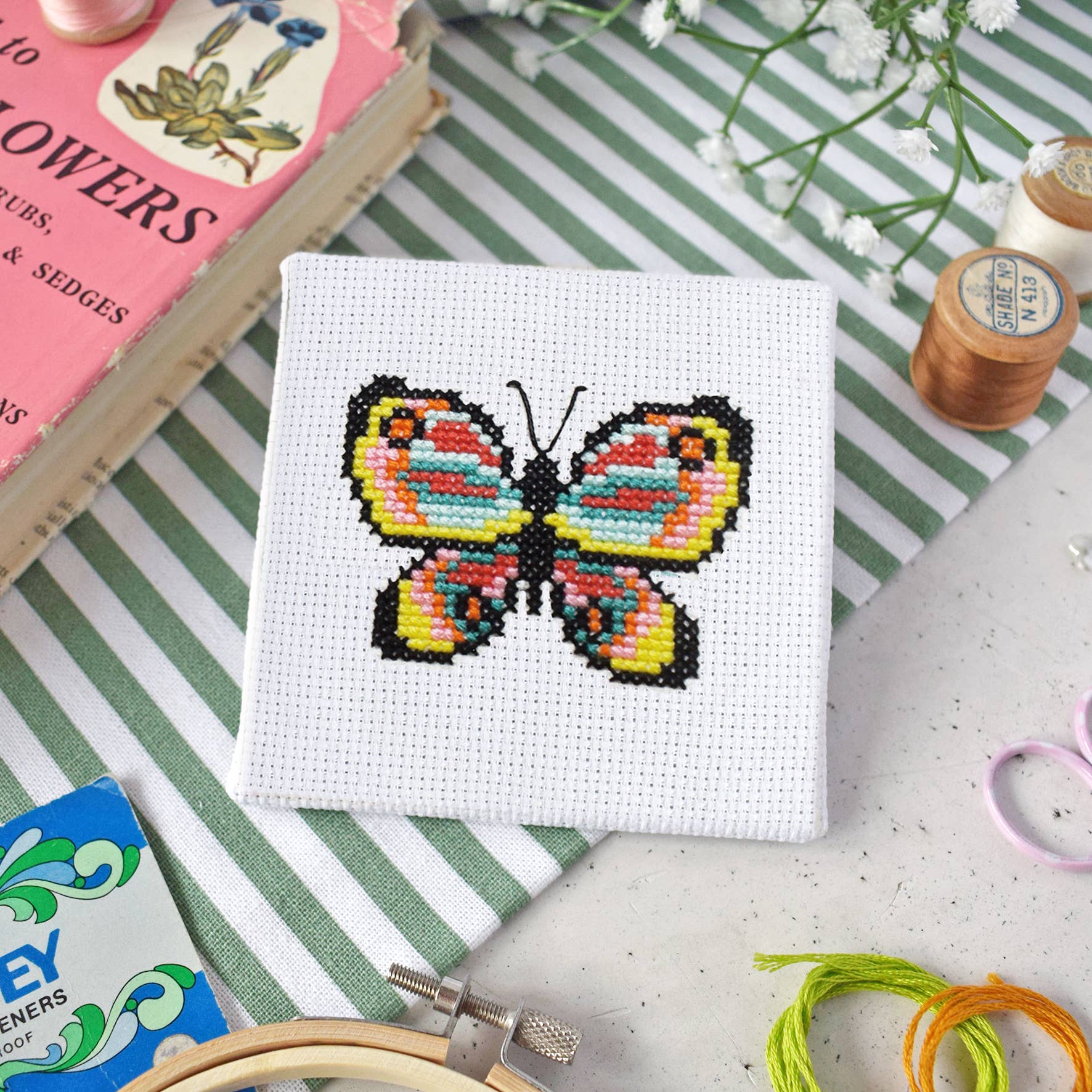 Butterfly Mini Cross Stitch Kit – Colour and Cotton